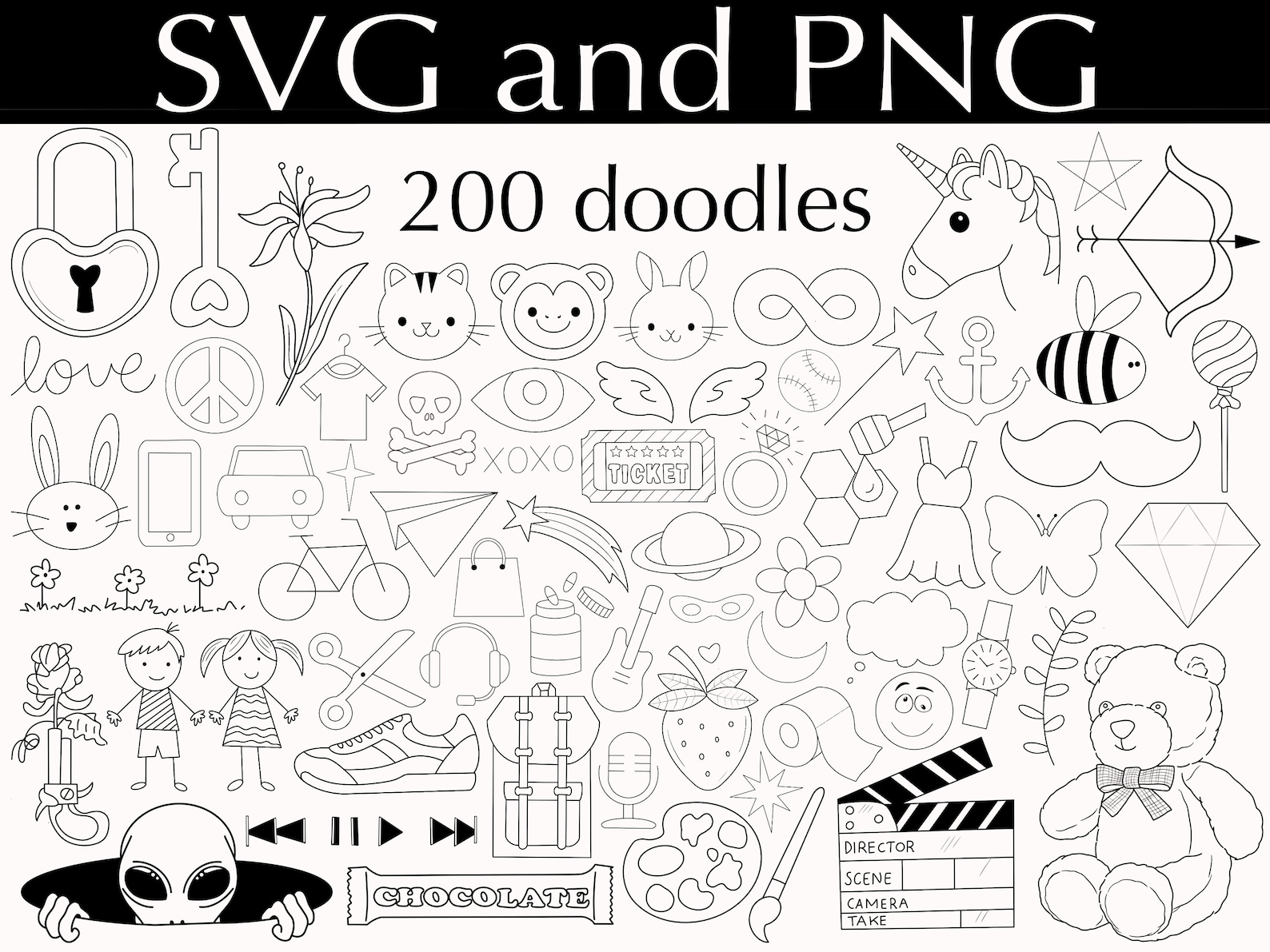 Doodles SVG Doodle bundle SVG Doodles cut file Doodle | Etsy