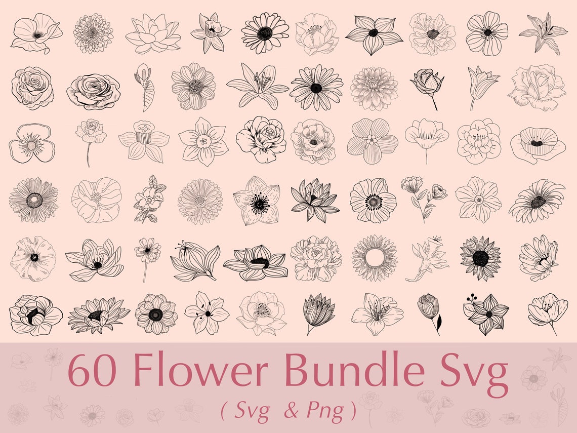 Flowers SVG Flower Bundle SVG Floral SVG Flowers Cut - Etsy