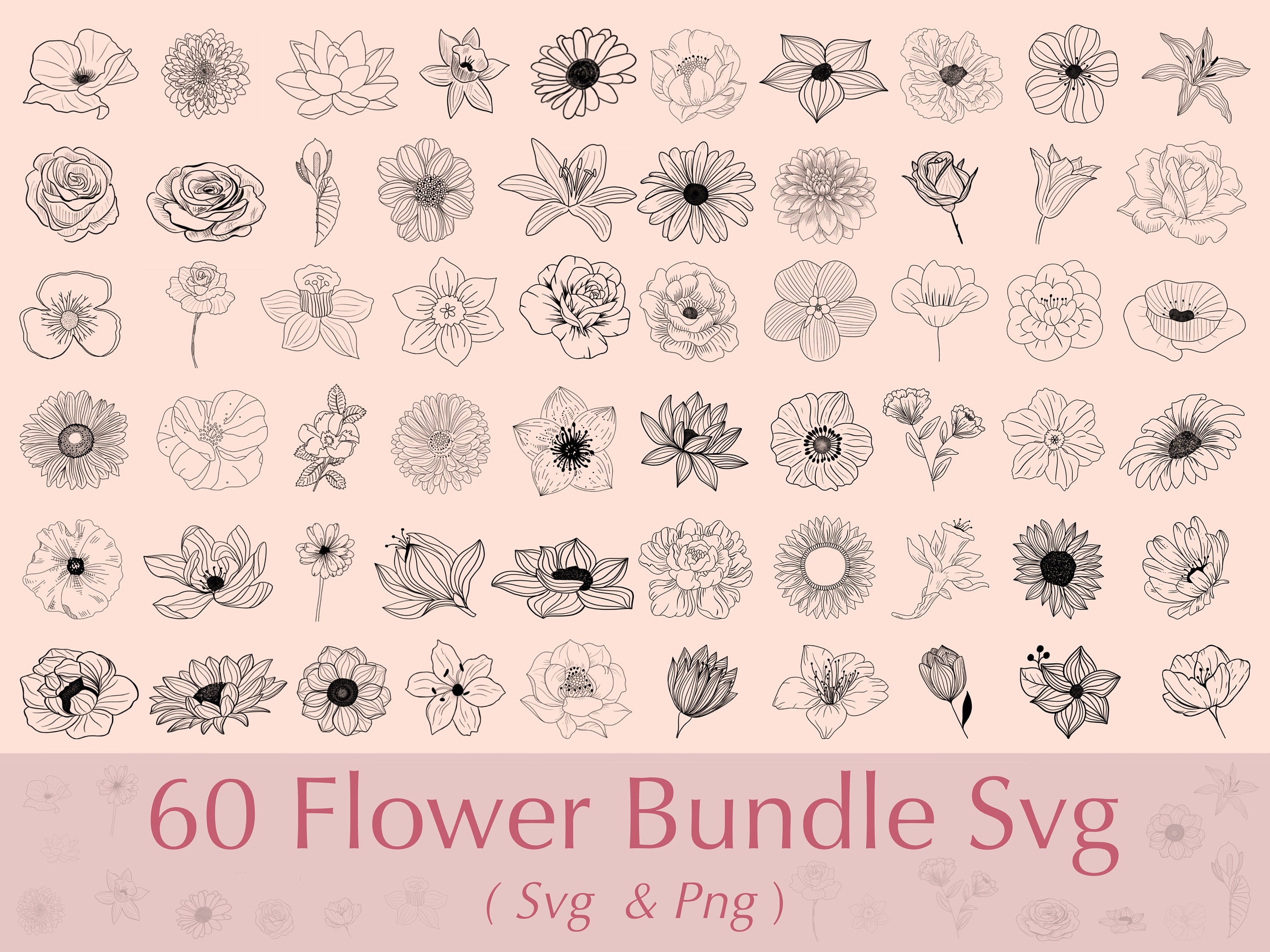 Flowers SVG Flower Bundle SVG Floral SVG Flowers Cut - Etsy