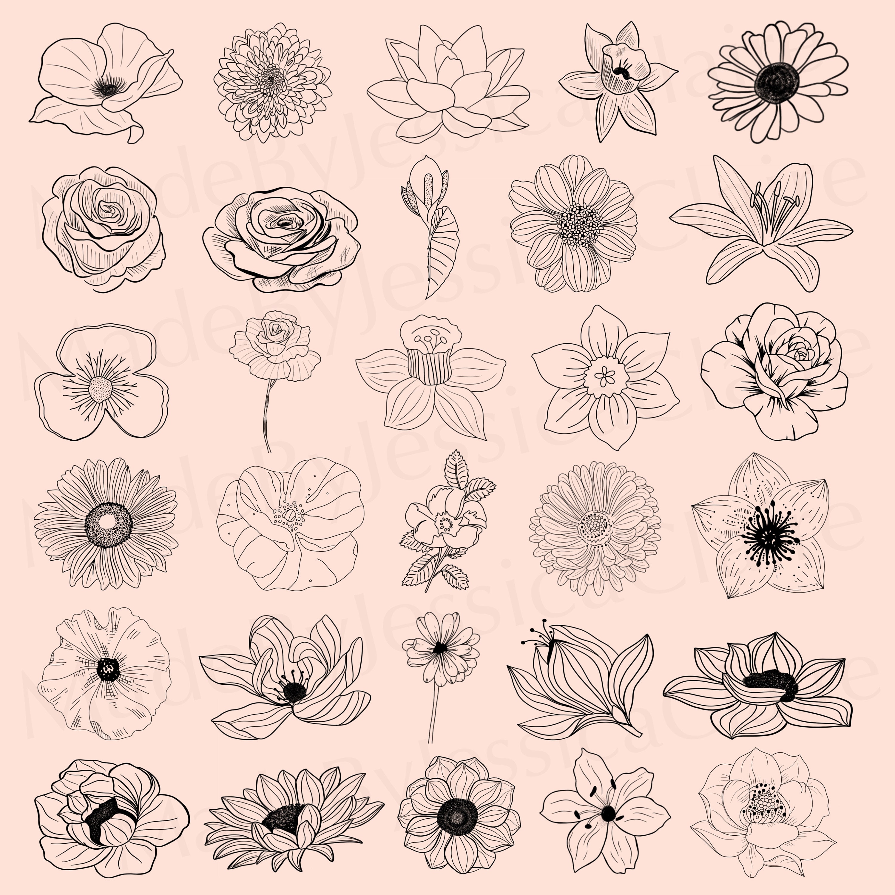 Flowers SVG Flower bundle SVG Floral SVG Flowers cut | Etsy