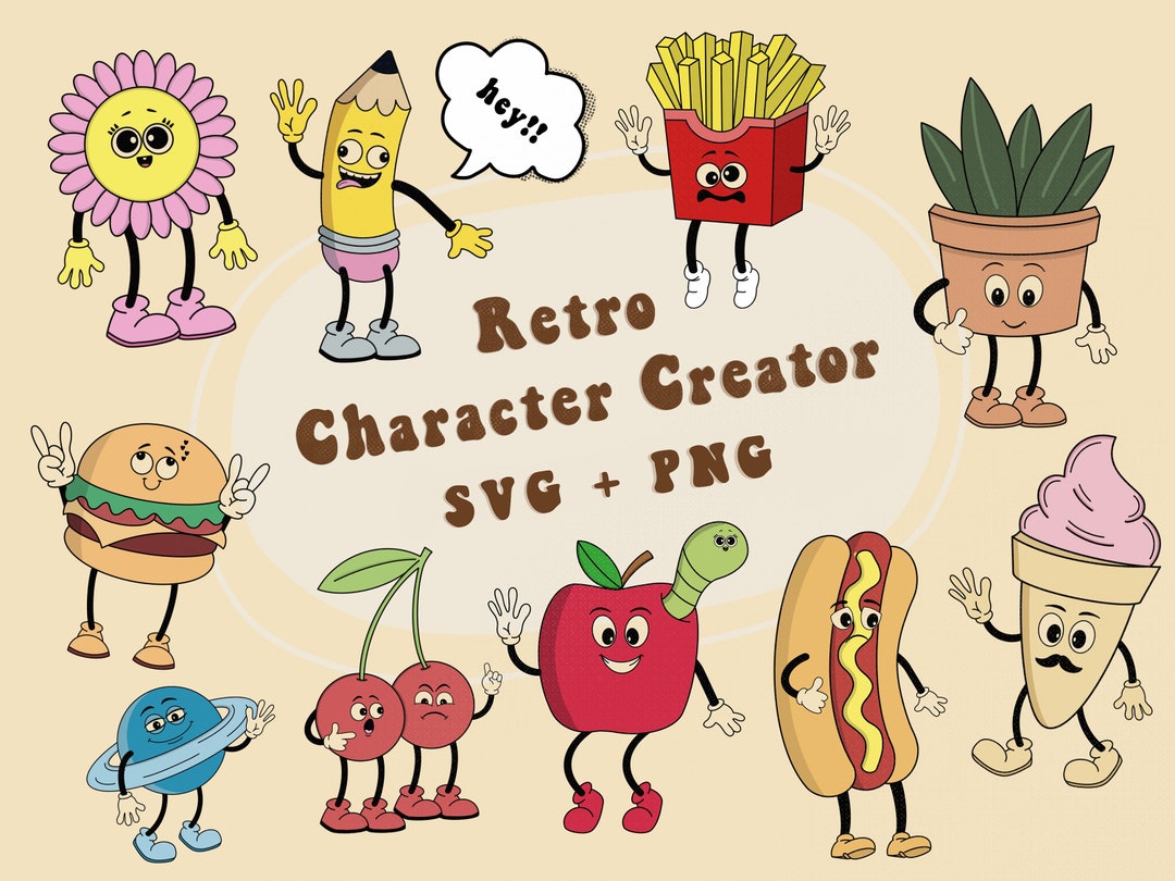 Retro Character Creator SVG | Cartoon SVG | Mascot | Retro | 90’s Fun ...