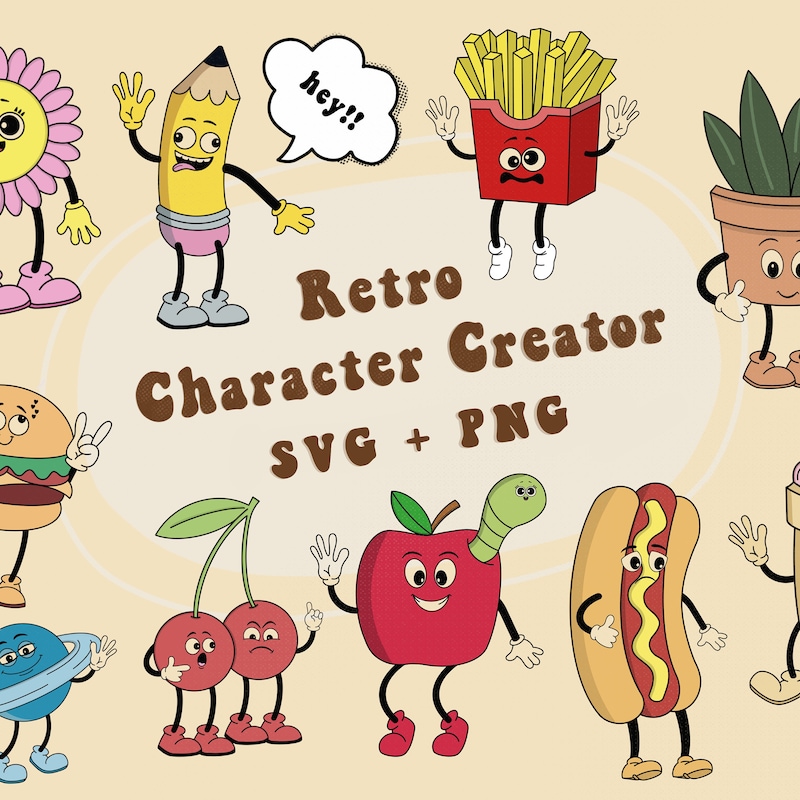 Retro Characters - Etsy