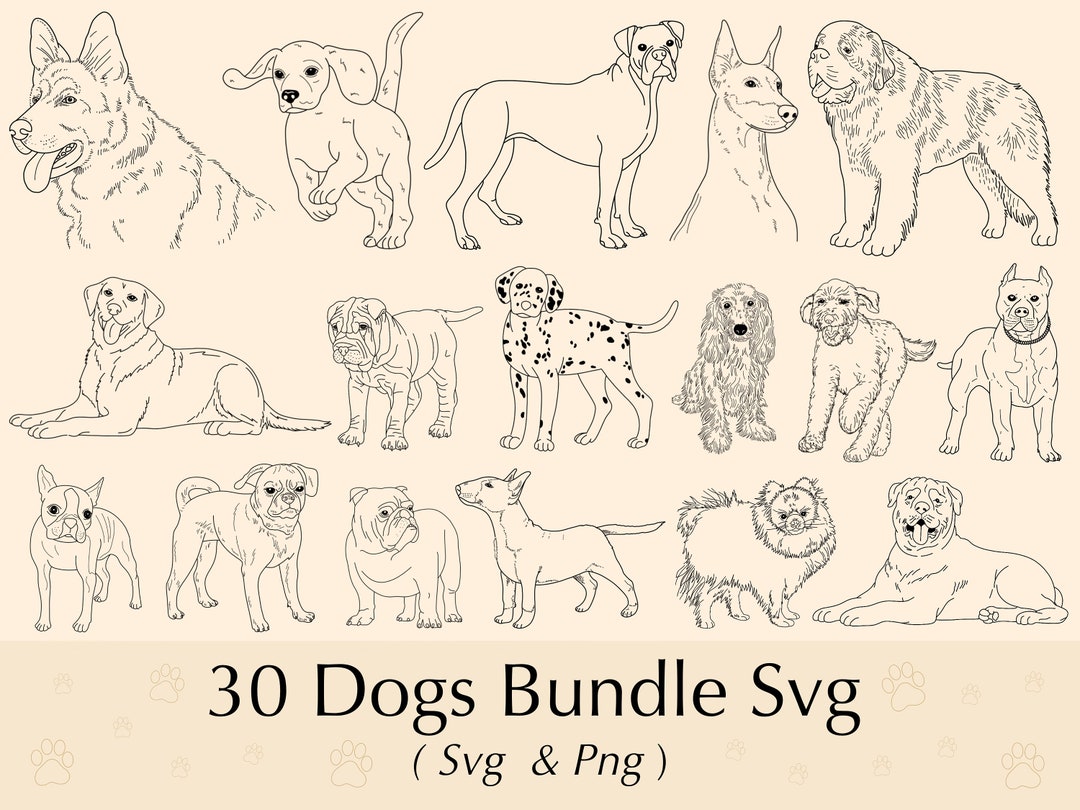 Dog Breeds SVG Bundle | 30 Pet Designs (SVG & PNG) - Etsy