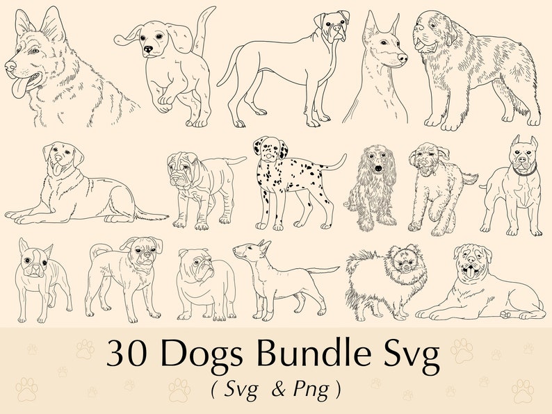 Dog Breeds SVG Bundle | 30 Pet Designs (SVG & PNG) - Etsy
