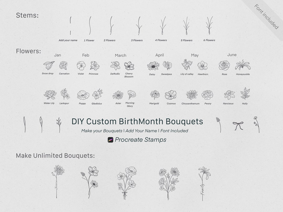Procreate Birth Month Flowers | DIY Bouquets | Procreate Tattoos ...