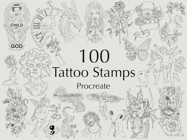 Procreate Tattoos Procreate Tattoo Brushset Tattoo Stencil - Etsy