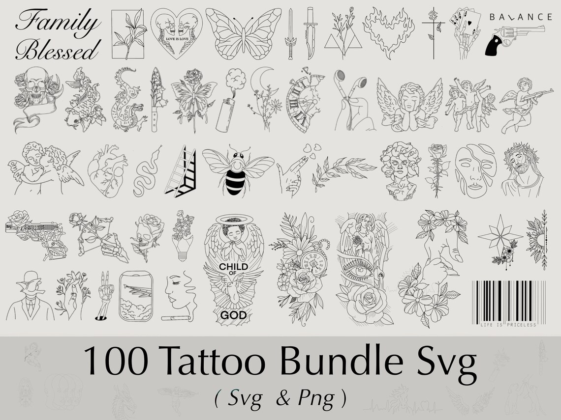 Tattoo SVG. Tattoos SVG. Doodles SVG. Tattoo Cut File. Doodle Cut File ...