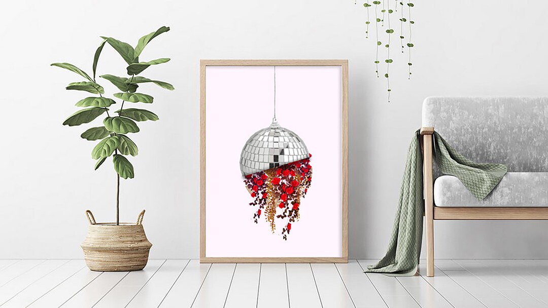 Disco Ball Art Party Print Pop Art Surrealist Art - Etsy