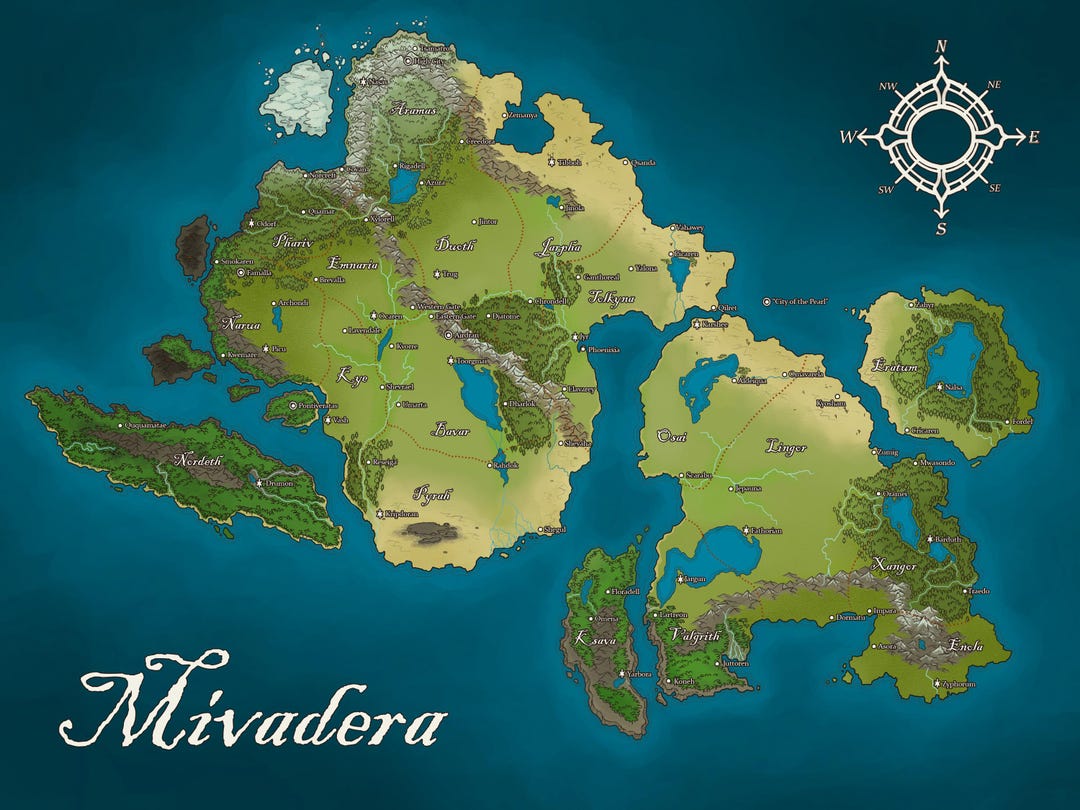 Custom Fantasy World Map | Hand-drawn Detailed Fictional Maps | for Dnd ...