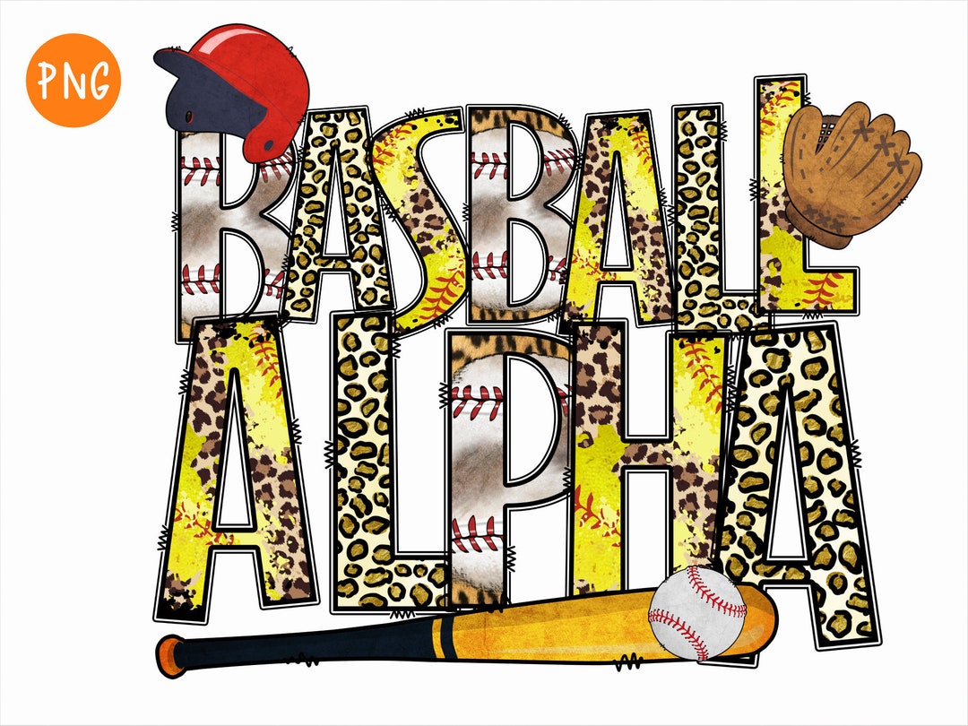 Baseball Leopard Alphabet PNG Bundle: Sports Doodle Letters (digital ...