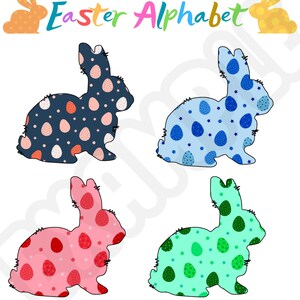Easter Alphabet Doodle Letters Png Bundle, Bunny Letters Sublimation ...