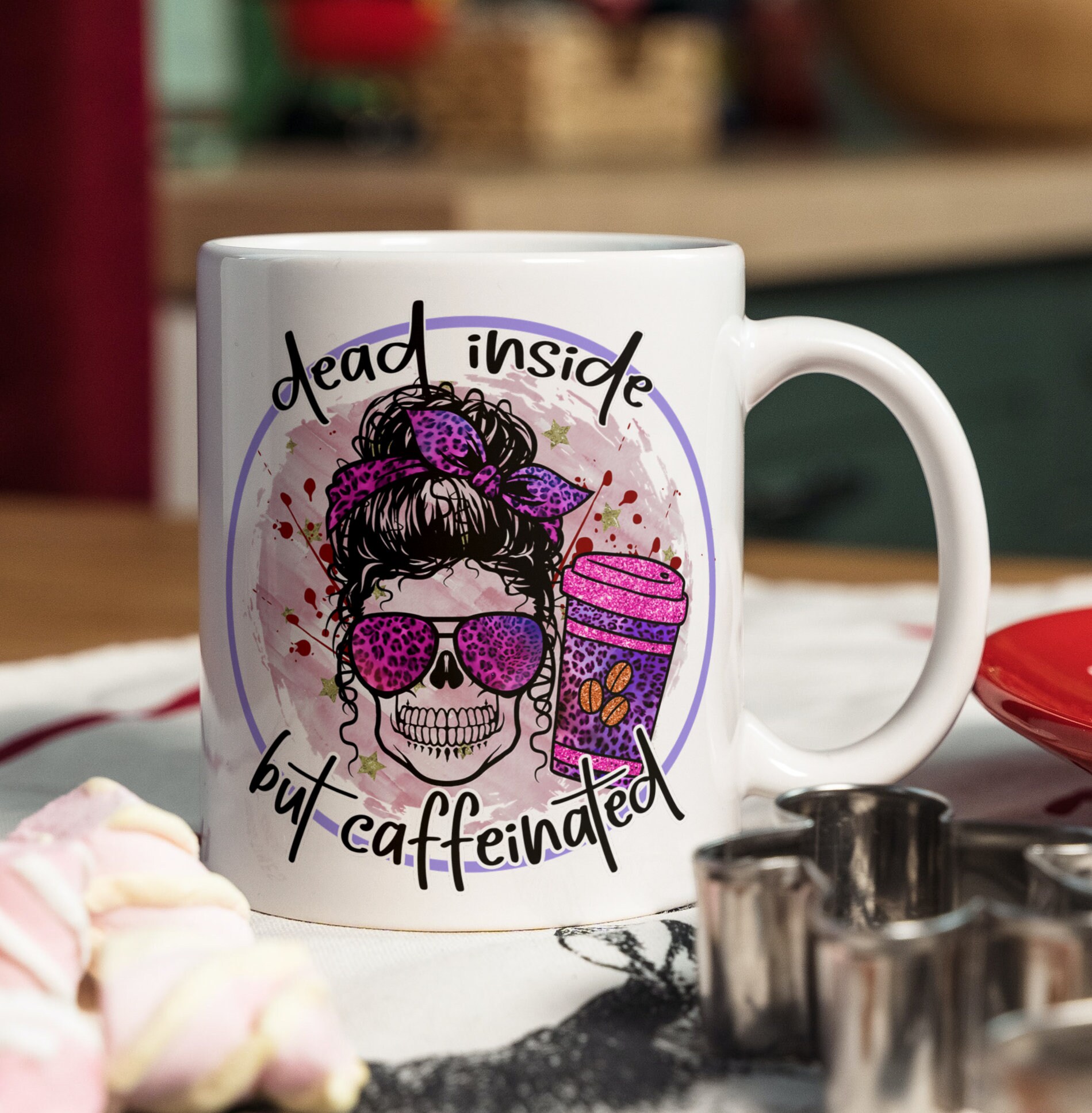 Dead Inside but Caffeinated PNG Messy Bun Png Halloween - Etsy