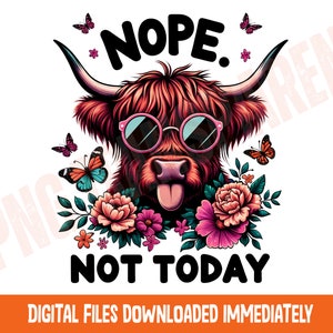 Funny Farm Animal Digital Download, Nope Not Today Cow PNG, Adorable ...