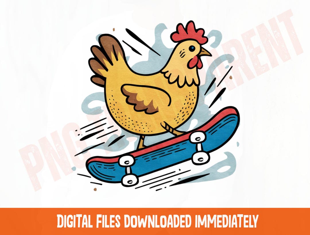 Chicken on Skateboard Png, Funny Chicken Design Png, Skateboarding ...