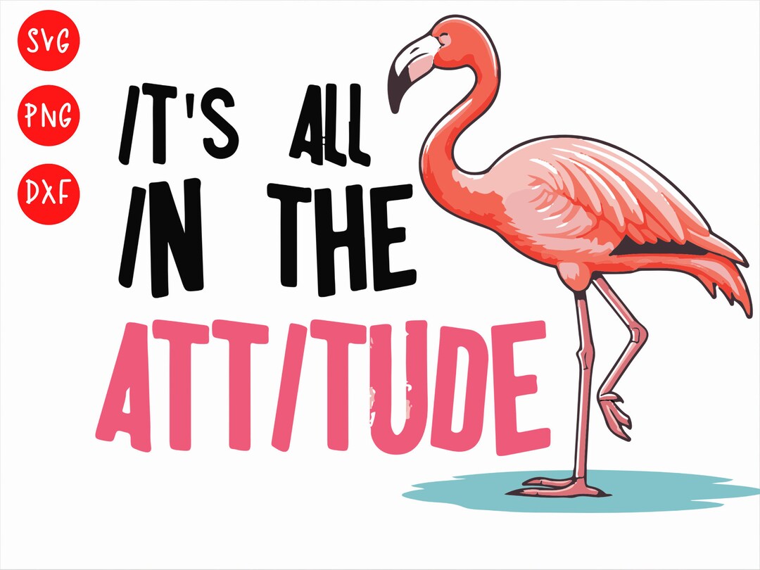 Flamingo Svg, It's All in the Attitude Funny Pink Bird Svg, Summer Png ...