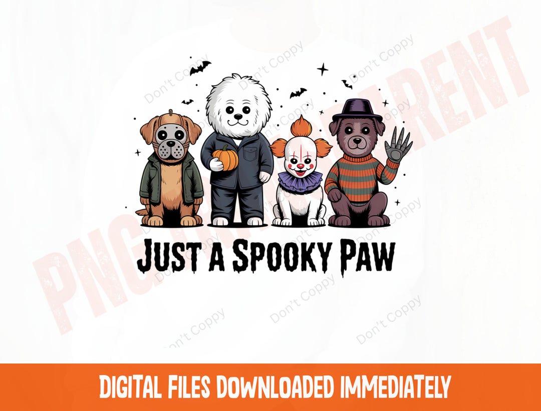 Spooky Paws Halloween PNG: Horror Movie Dogs Sublimation Design - Etsy
