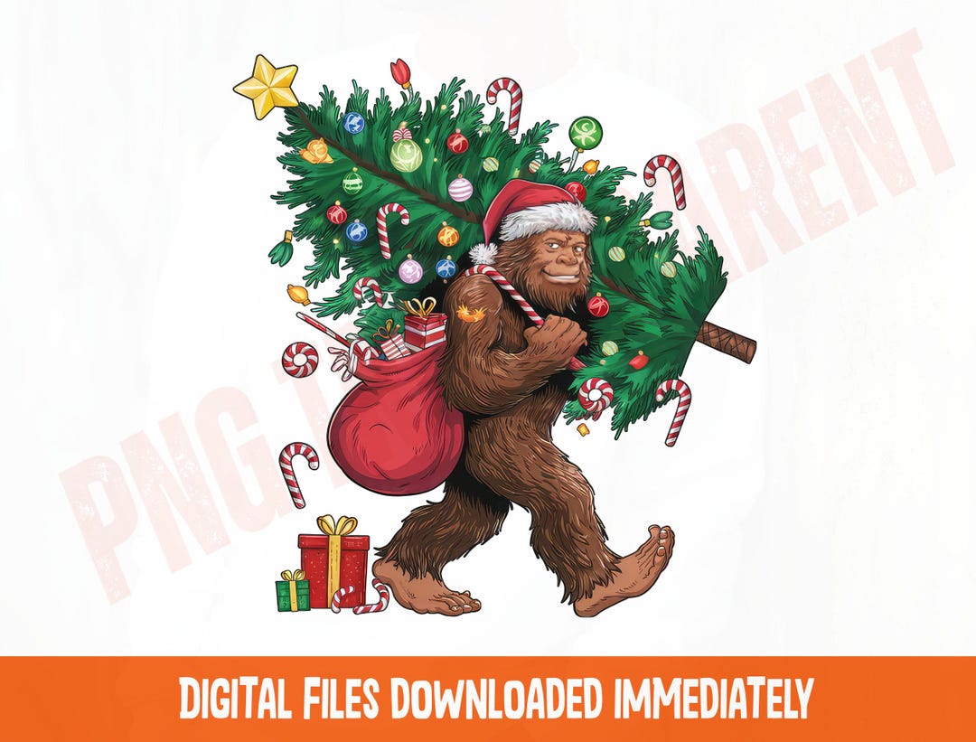 Bigfoot Christmas Png, Boys Men Sasquatch Clipart, Fun Holiday Graphics ...