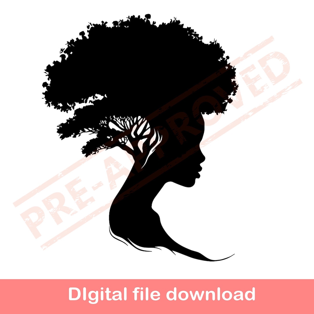 Simple Minimal Black Woman Png, Afro Hair Form of Tree, Melanin Svg ...