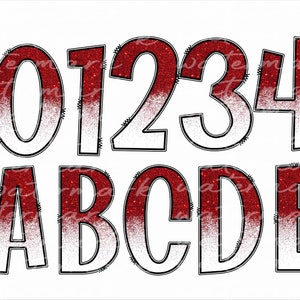 4th of July PNG Letters Png, Patriotic Doodle Alphabet Bundle Png, Red ...