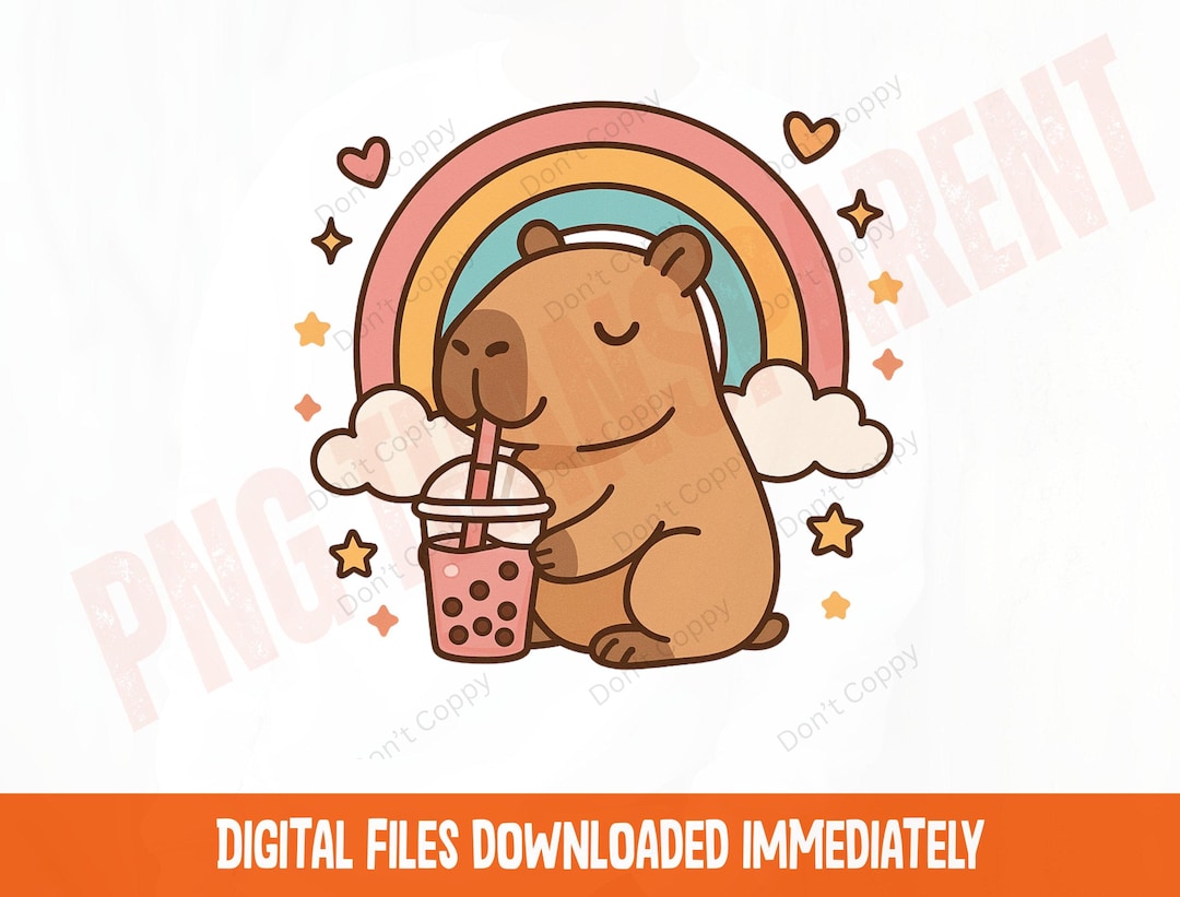 Capybara Png, Boba Tea Png, Bubble Tea Png, Cute Capybara Png ...