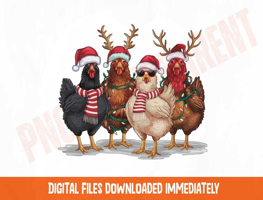 Christmas Chickens Png, Holiday Chicken Design, Festive Farm Animals ...