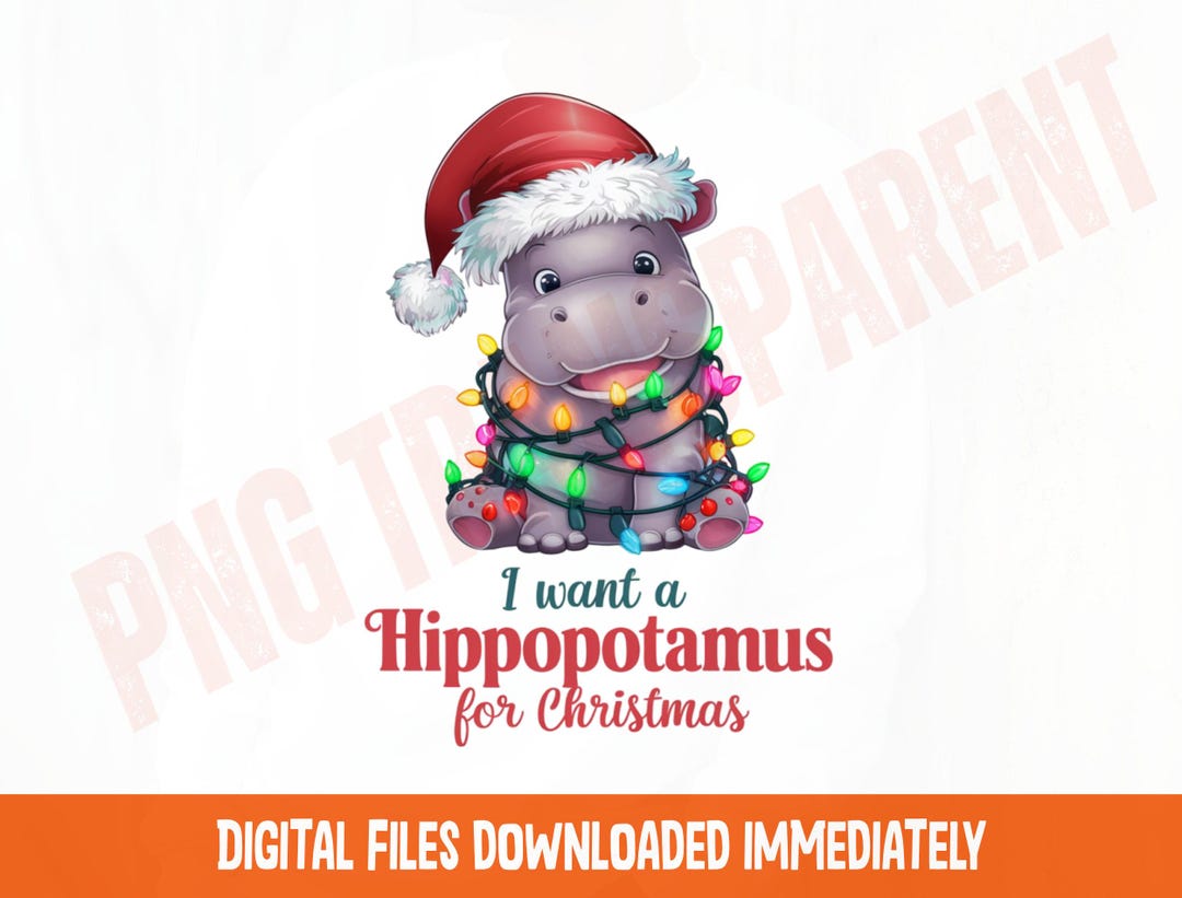 Hippopotamus Png, Hippopotamus Santa Png, Cute Santa Hippo Graphic ...