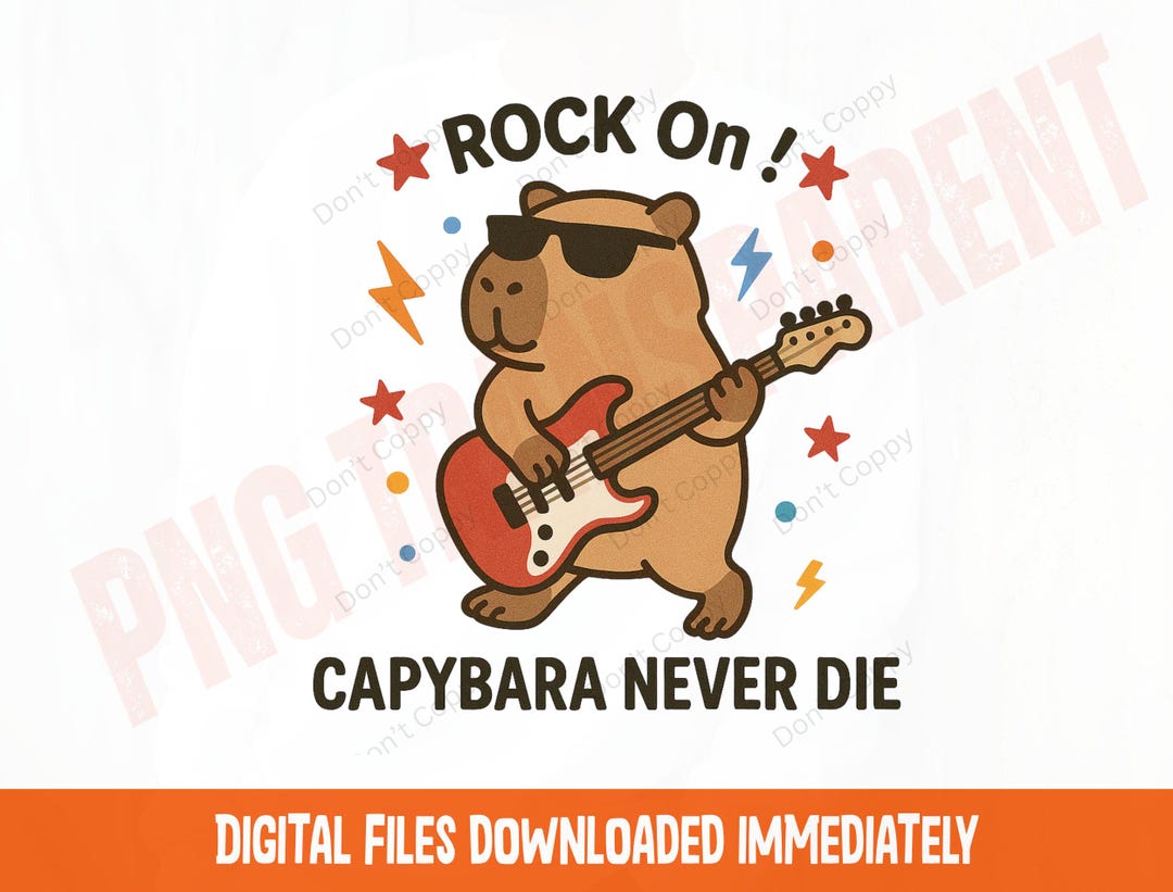 Capybara Png, Rock on Png, Capybara Guitar Png, Funny Animal Png ...