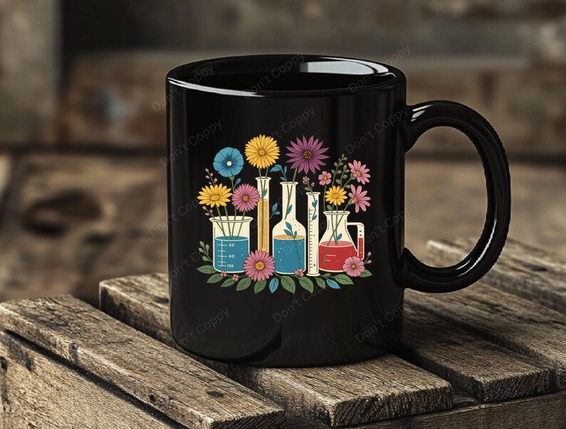 Floral Chemistry Beakers PNG: Scientist Lab Tech Sublimation Design - Etsy