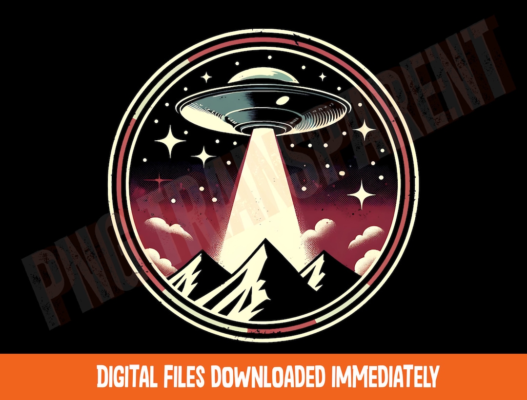 Vintage UFO Png, Retro Alien Spaceship Png, Classic UFO Design T Shrit ...