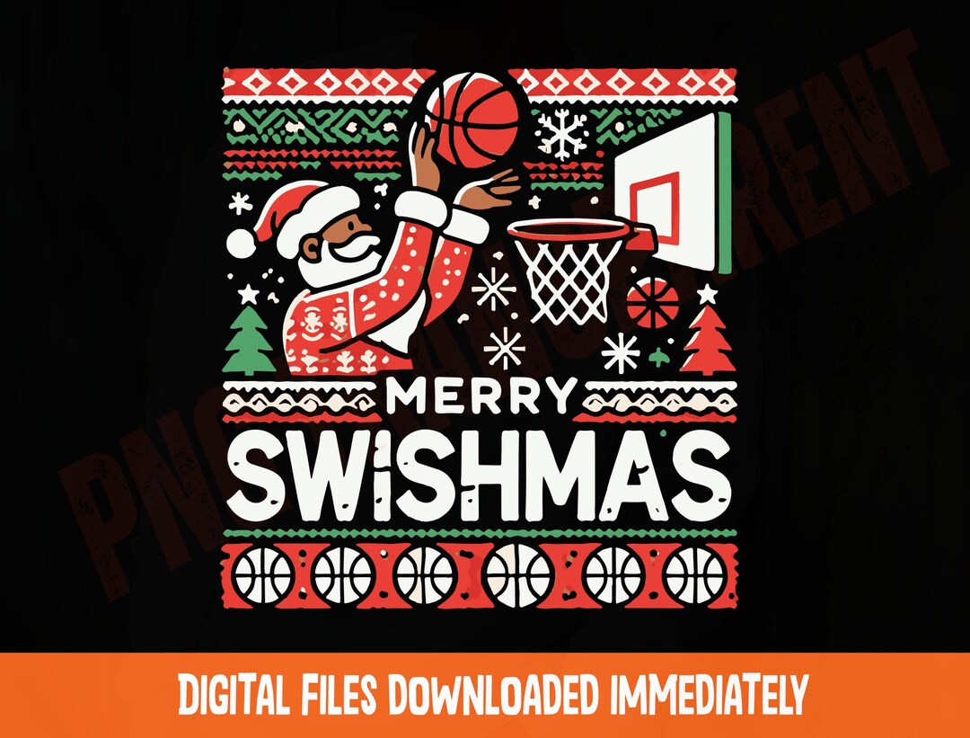 Merry Swishmas Png, Basketball Christmas Clipart, Funny Santa ...