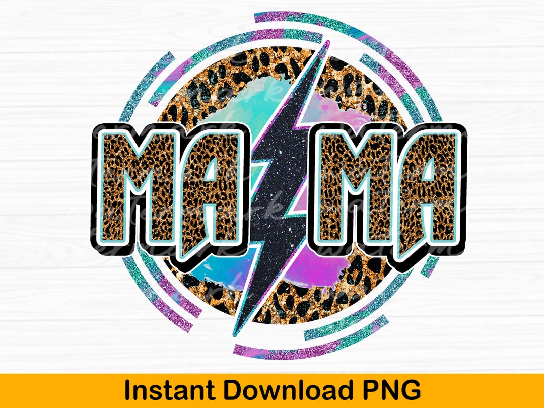 Mama Lightning Bolt Sublimation Png Mama Leopard Mama Cheetah Pattern