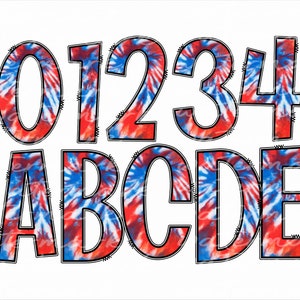 4th of July PNG Letters Png, Patriotic Doodle Alphabet Bundle Png, Red ...