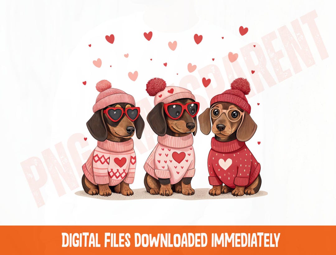 Valentine Dachshund Dog Png, Love Themed Weiner Dog Png, Pink Love ...
