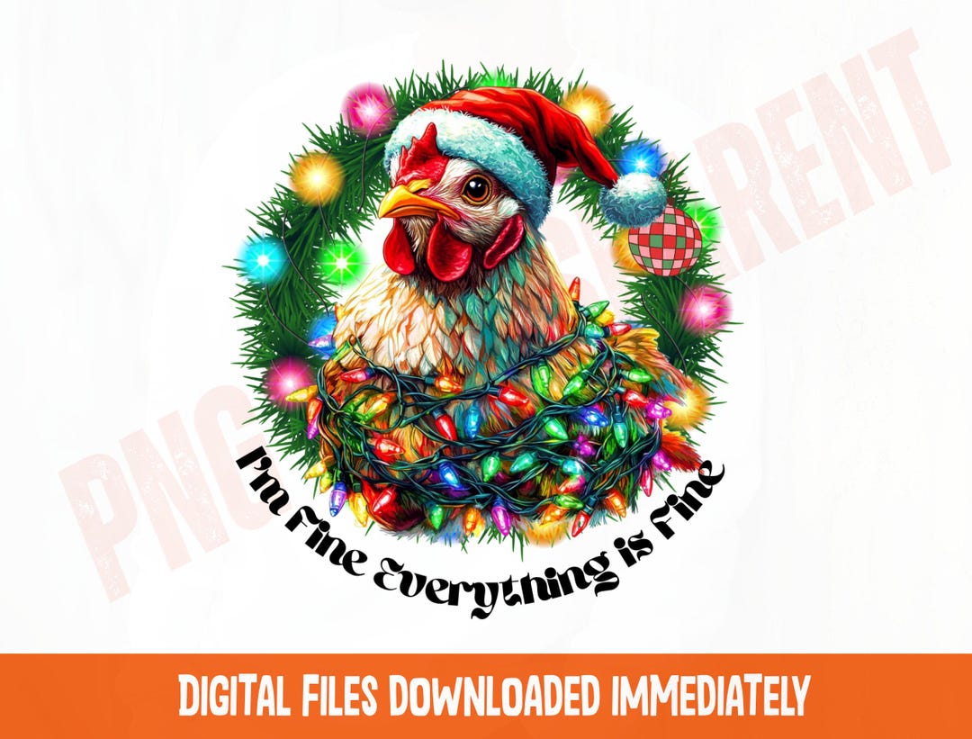 Christmas Chicken Png, Santa Chicken Png, Chicken With Christmas Lights ...