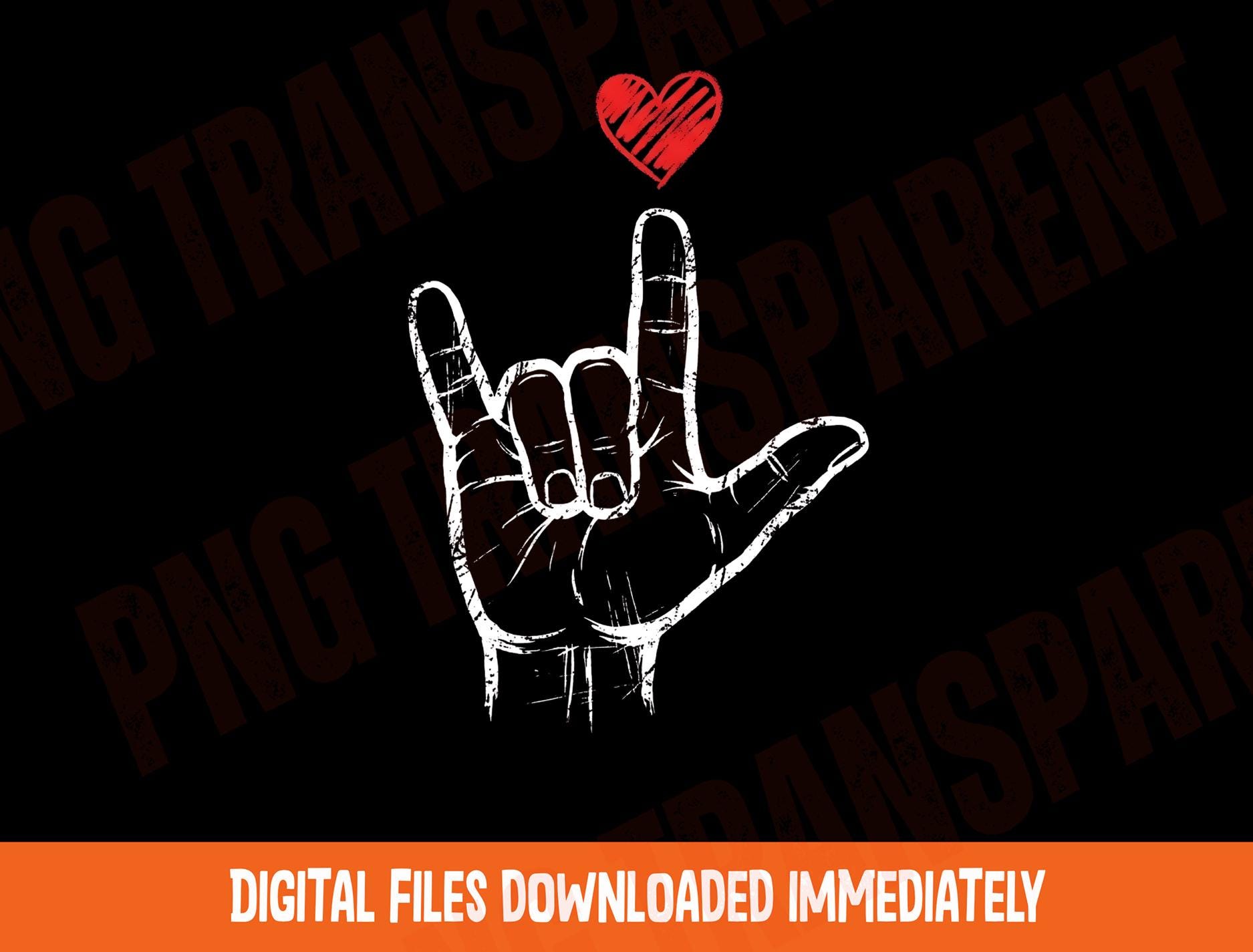 Love You Sign Png, ASL Hand Heart Png, Sign Language Art PNG, Red Heart ...