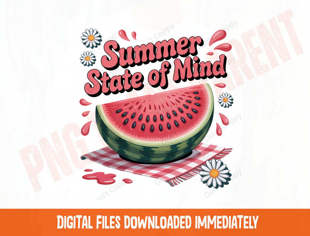 Summer State of Mind PNG, Watermelon Picnic Sublimation, Retro Summer ...