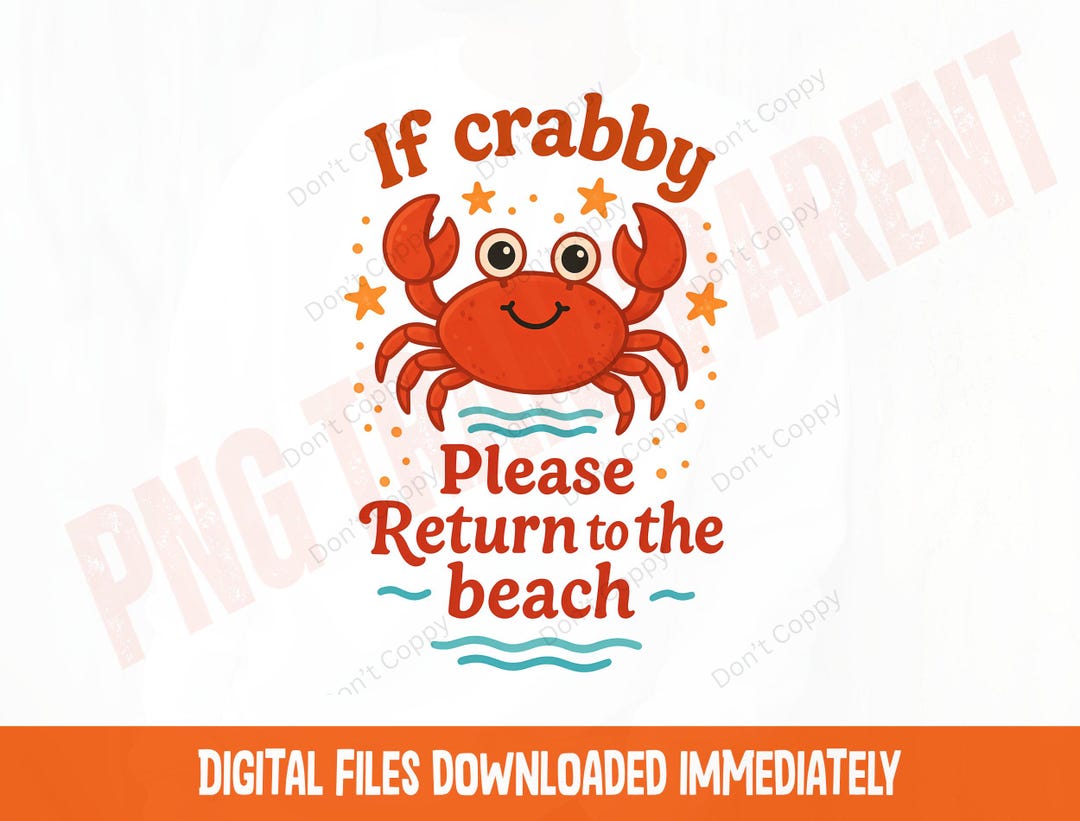 Crabby Beach Quote PNG: Funny Crab & Starfish Clipart - Etsy