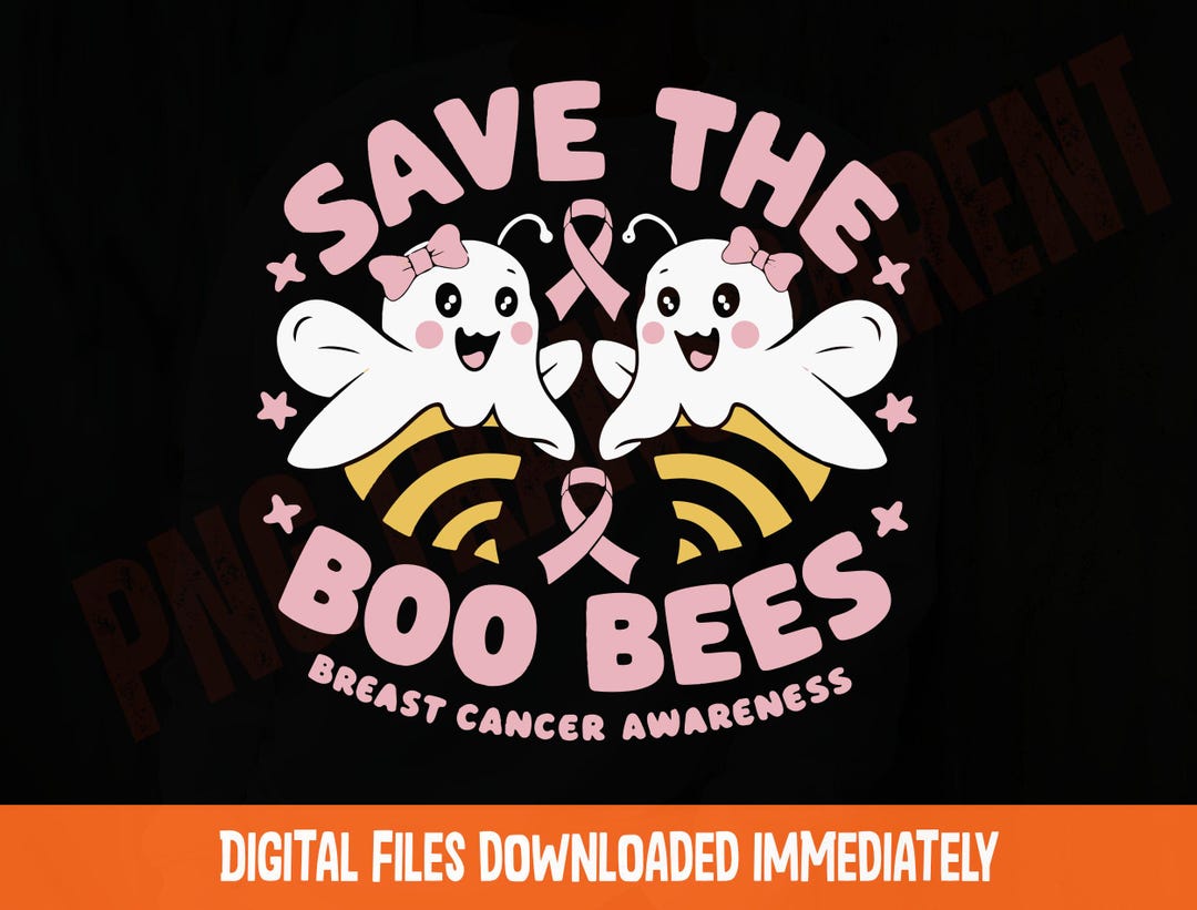Save the Boo Bees SVG: Breast Cancer Awareness Ghost Bees (digital File ...