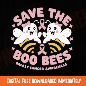 Save the Boo Bees SVG: Breast Cancer Awareness Ghost Bees (digital File ...