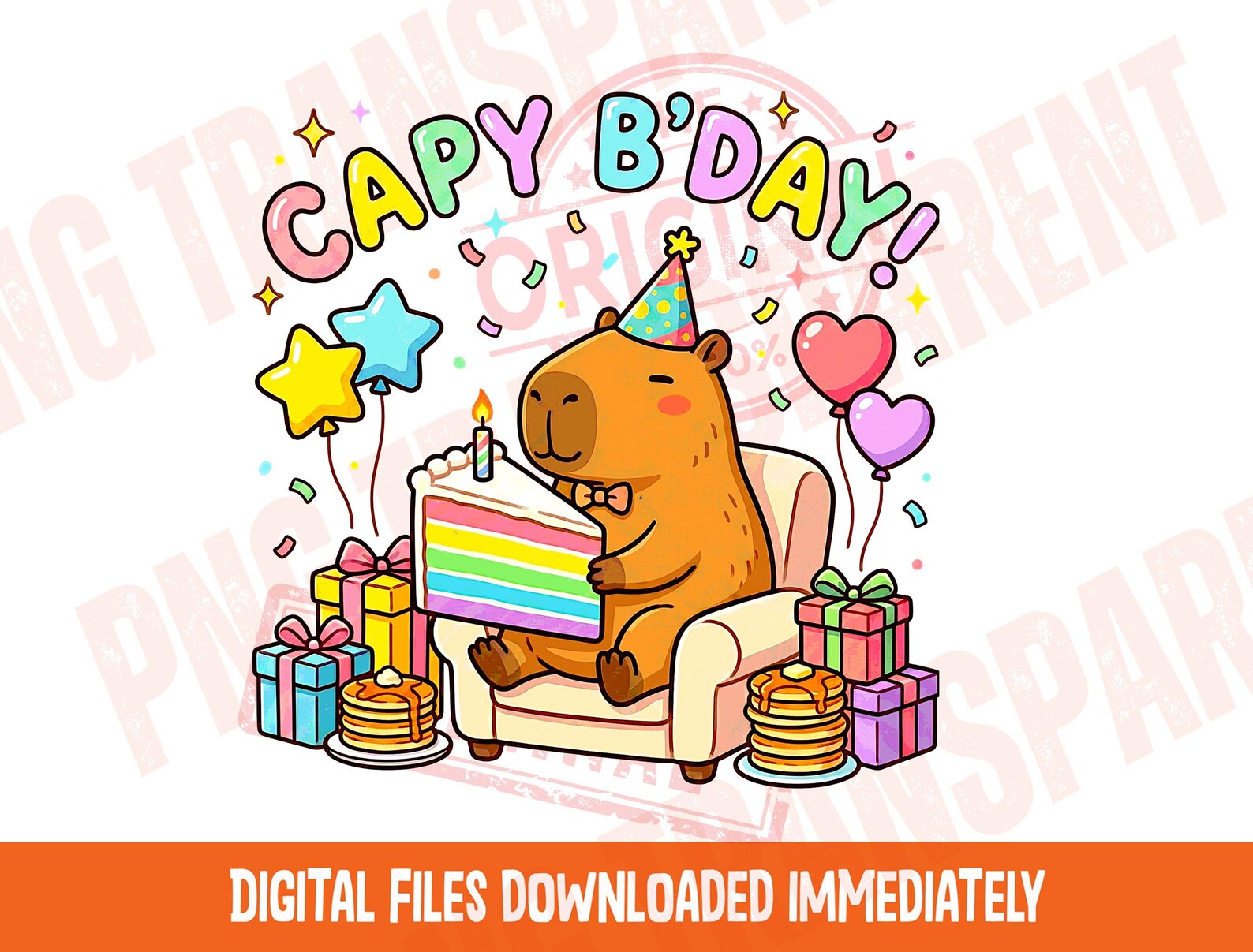 Capybara Birthday Party PNG, Cake & Balloon Art (digital Download) - Etsy