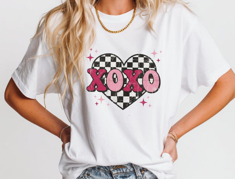 Retro XOXO Checkered Heart PNG, Popular Png Designs Valentine ...