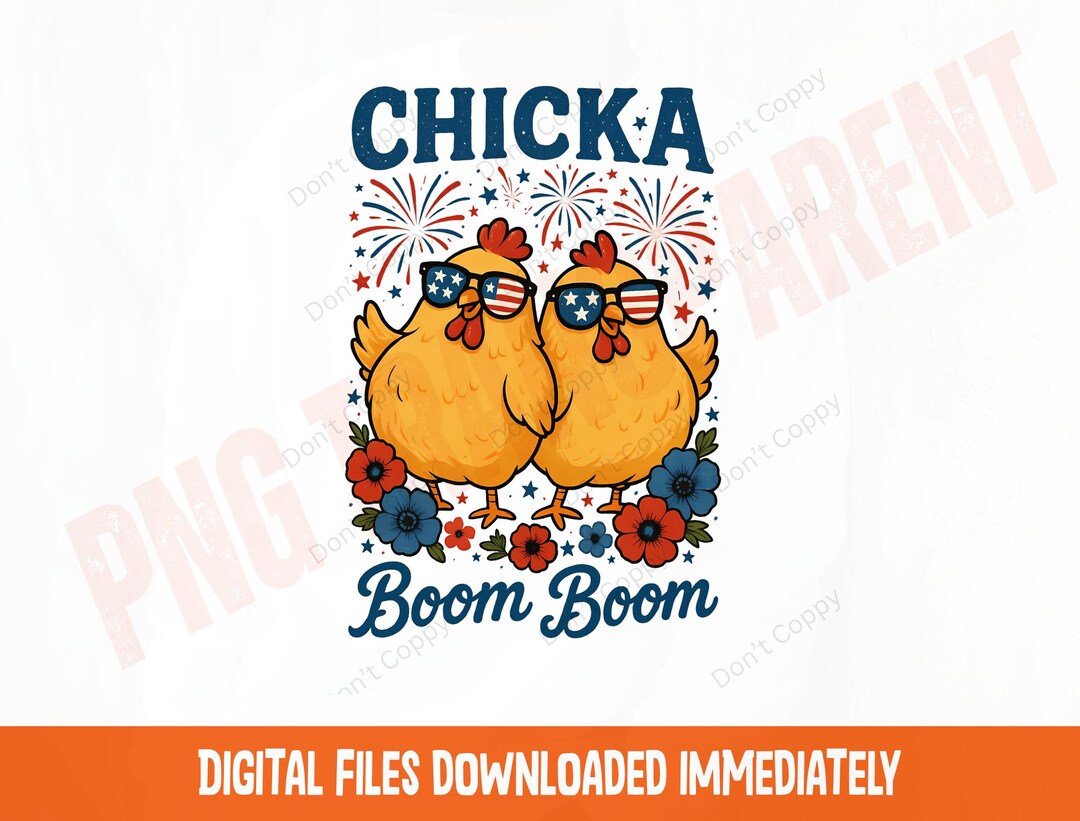Sublimación de Chicka Boom Boom PNG, archivo PNG de pollo patriótico ...