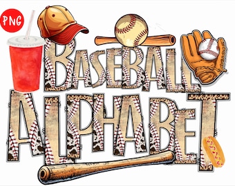 Baseball Doodle Alphabet Bundle, Baseball PNG Letters, Baseball Design ...