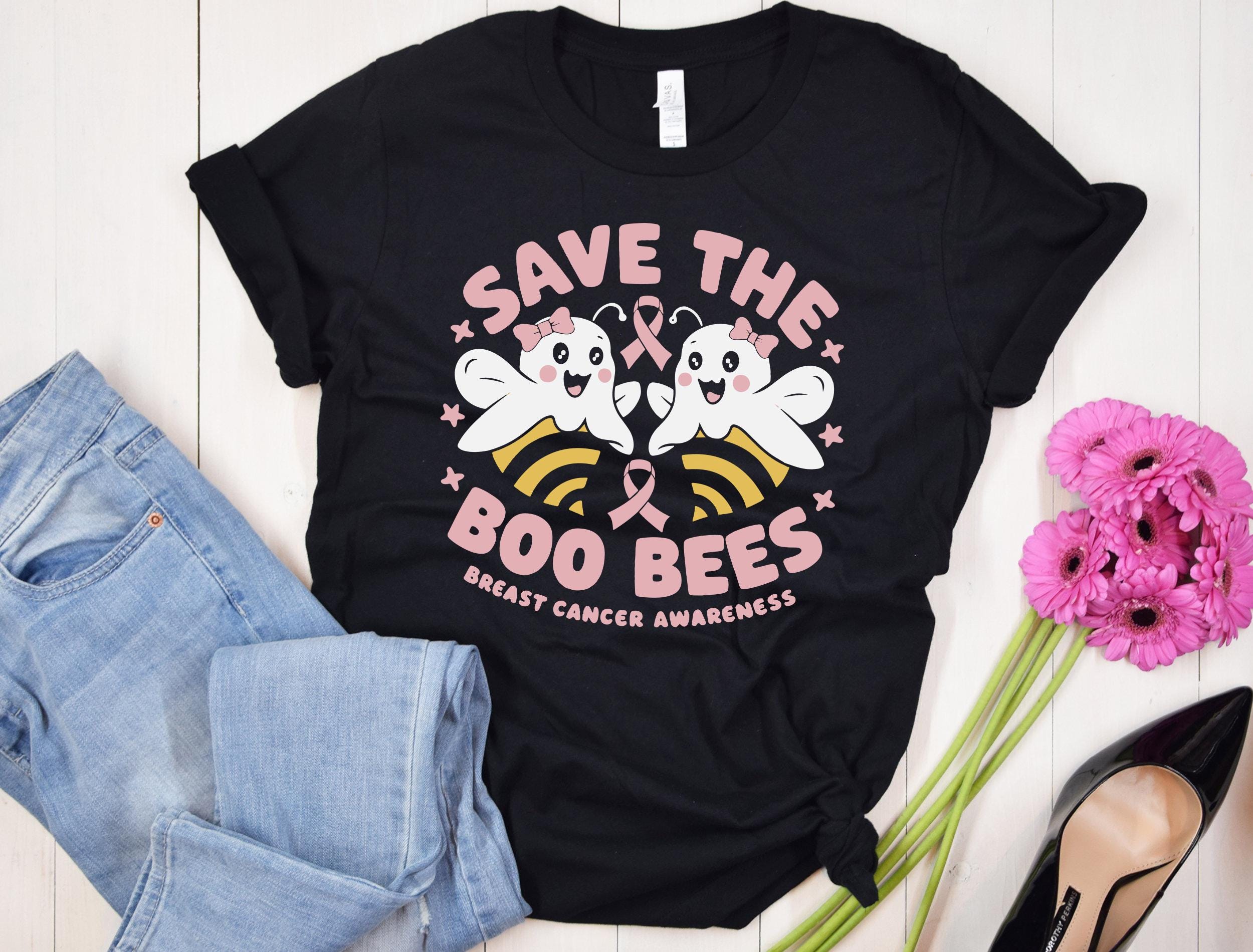Save the Boo Bees SVG: Breast Cancer Awareness Ghost Bees (digital File ...