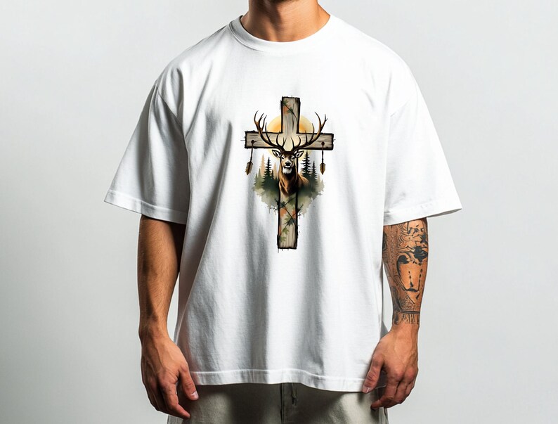 Rustic Deer Cross PNG: Hunting, Faith-based Design (digital Download ...