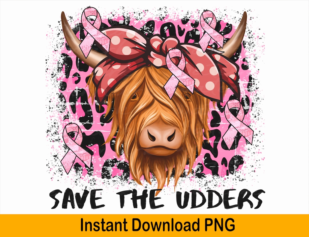 Breast Cancer Awareness Highland Cow PNG (digital Download) - Etsy