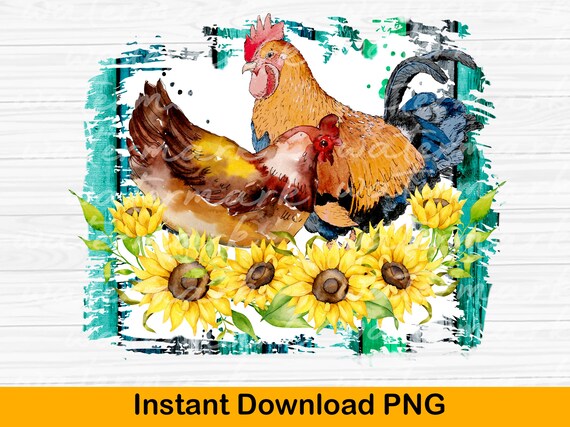 Chickens and Sunflower Png Chicken Design Chickens Clipart | Etsy