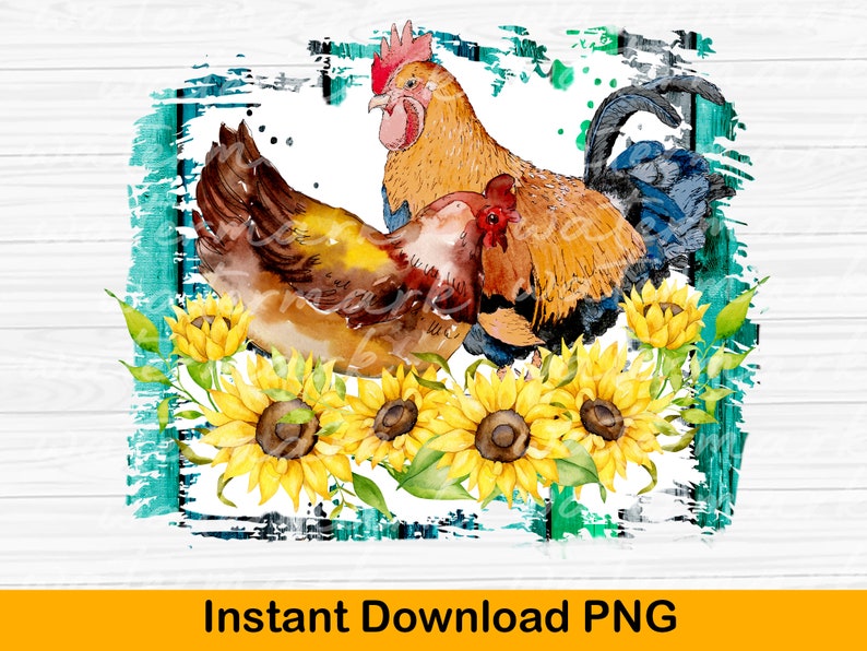 Chickens and Sunflower Png Chicken Design Chickens Clipart - Etsy