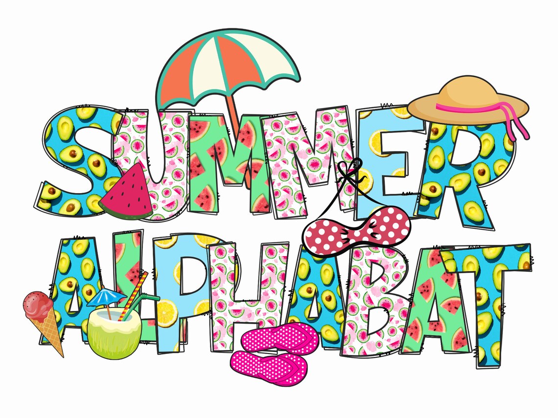 Summer Doodle Alphabet PNG Bundle, Font Numbers (digital Download) - Etsy