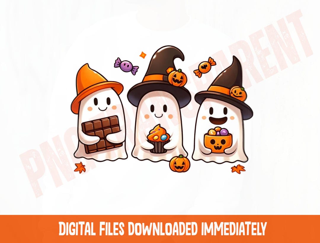 Three Cartoon Ghosts Png, Cute Halloween Ghosts, Halloween Png, Spooky ...